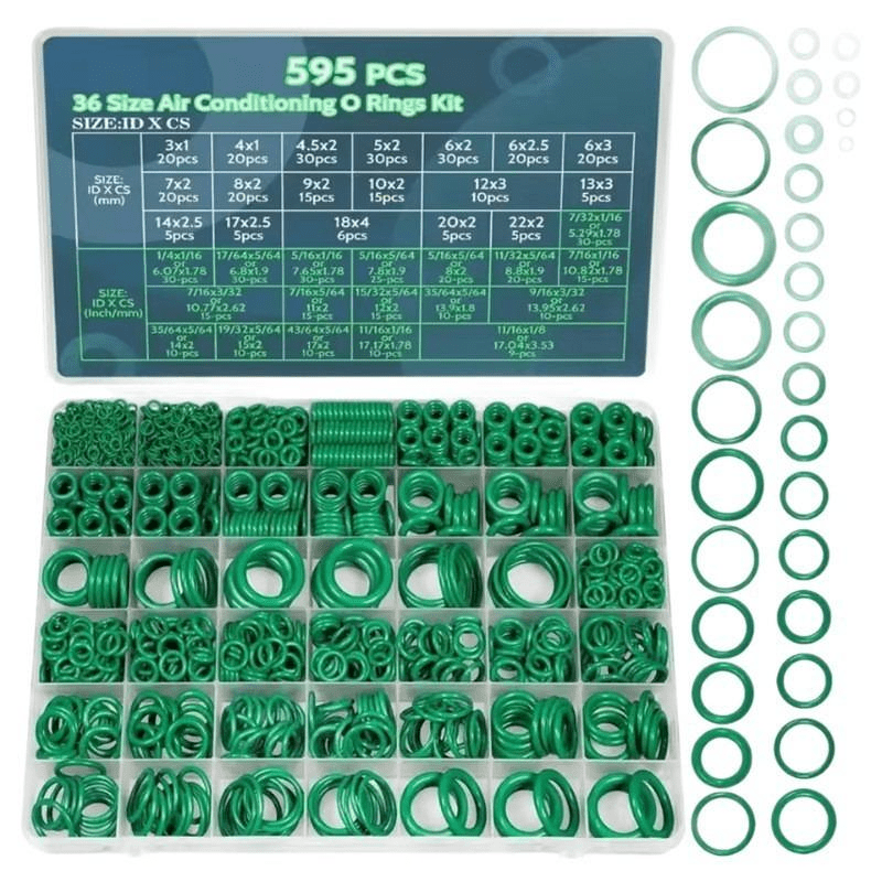 530Pcs Compressor O-Ring Kit, 18 Sizes Green AC O-Rings Assortment for ...