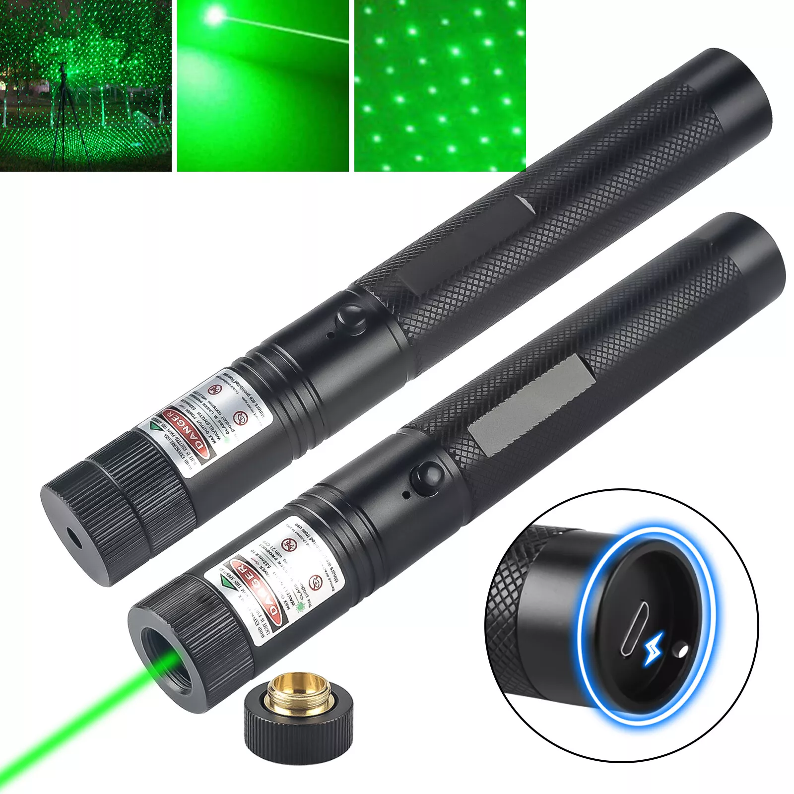 532nm USB Rechargeable Green Laser Pointer Pen Astronomy Visible Beam ...