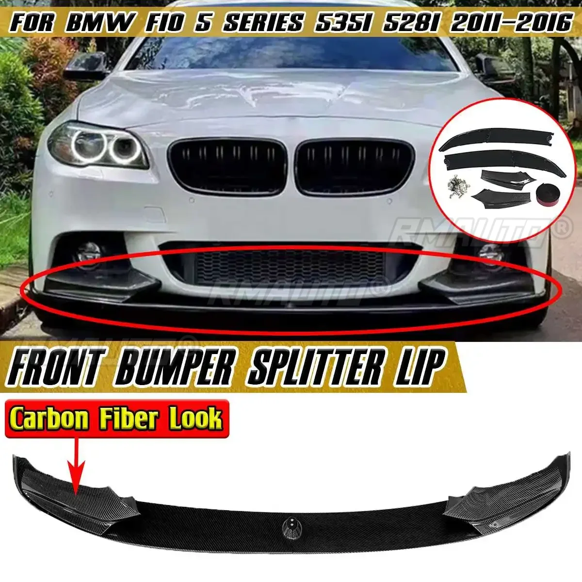535i Car Front Bumper Lip Chin Bumper Splitter For BMW F10 5 Series ...