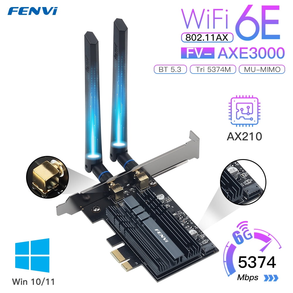 5374Mbps WiFi 6E AX210 For Bluetooth 5.3 Tri-Band 2.4G/5G/6Ghz Wireless PCIe WiFi Adapter 802 ...
