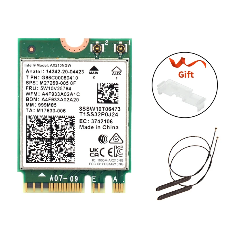 5374mbps Intel AX210 WiFi 6e M.2 M.2 wireless card Bluetooth 5.3 ax210ngw network card 2.4g/5GHz ...