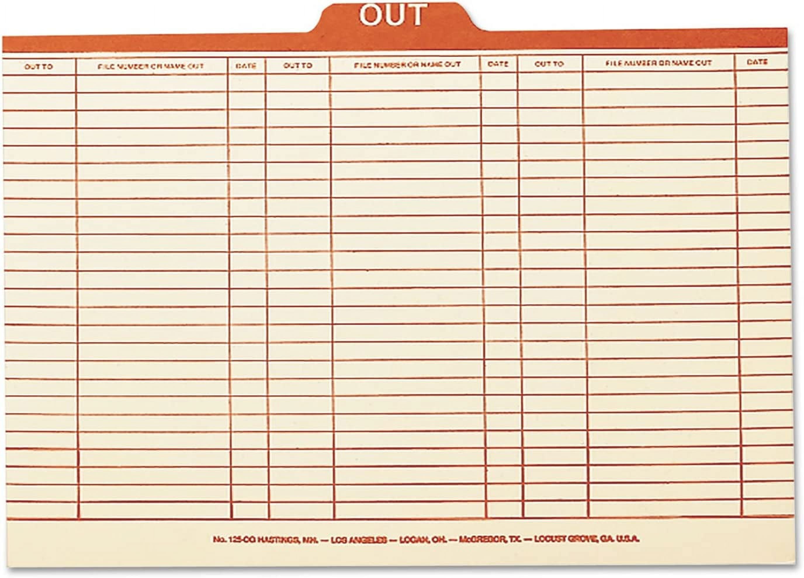 53910 Charge-Out Rerd Guides 1/5 Red "OUT" Tab Manila Legal 100/Box ...