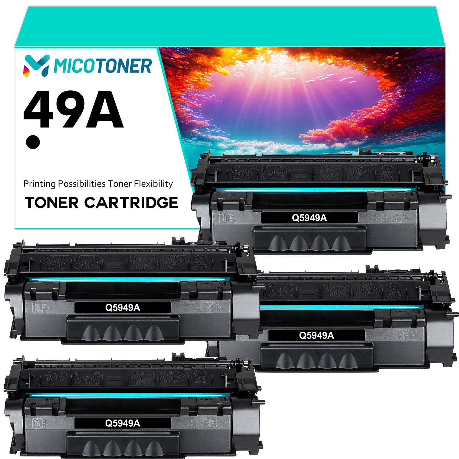 53A 49A Black Toner Cartridge Compatible for HP 49A Q5949A Q7553A 53A ...