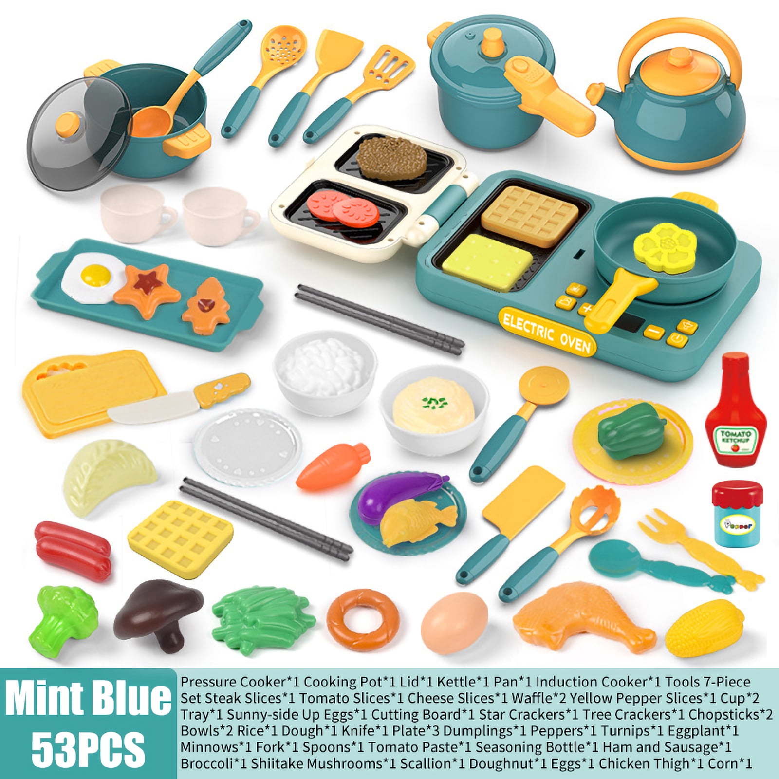 53PC Kids Kitchen Toy Set with Electronic Induction Cooktop,Toddler ...