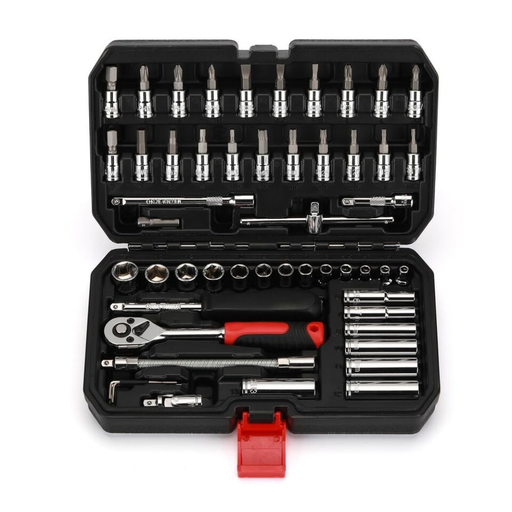53PCS 1/4 Inch Drive Socket Ratchet Wrench Set - With Metric Bit Socket ...