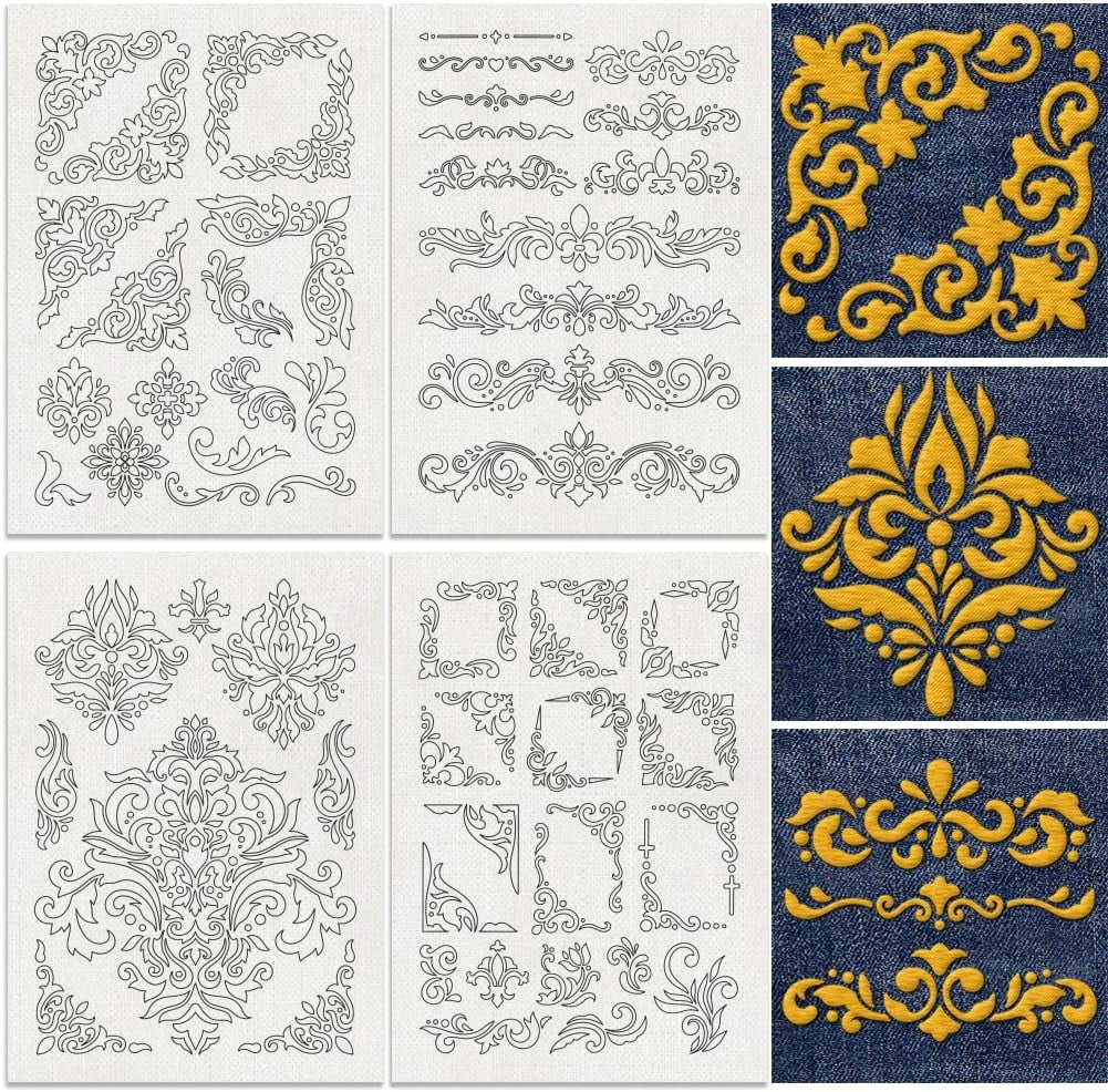 53Pcs Damask Corner Water Soluble Hand Sewing Stabilizers 8.3"x11.7 ...