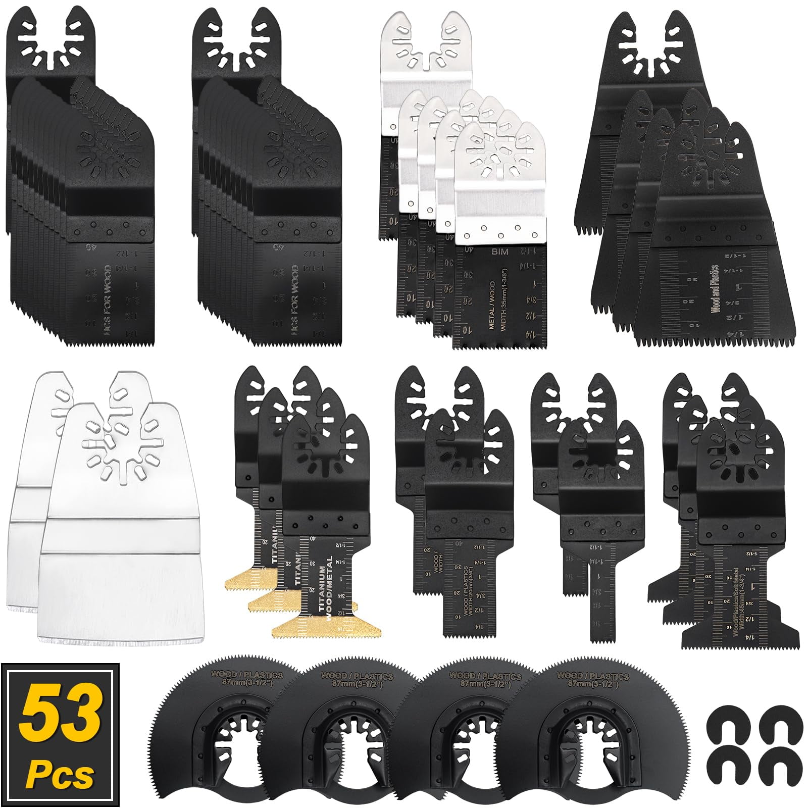 53Pcs Oscillating Tool Blade, Oscillating Saw Blades Premium Multi Tool Blades Kits for Wood ...