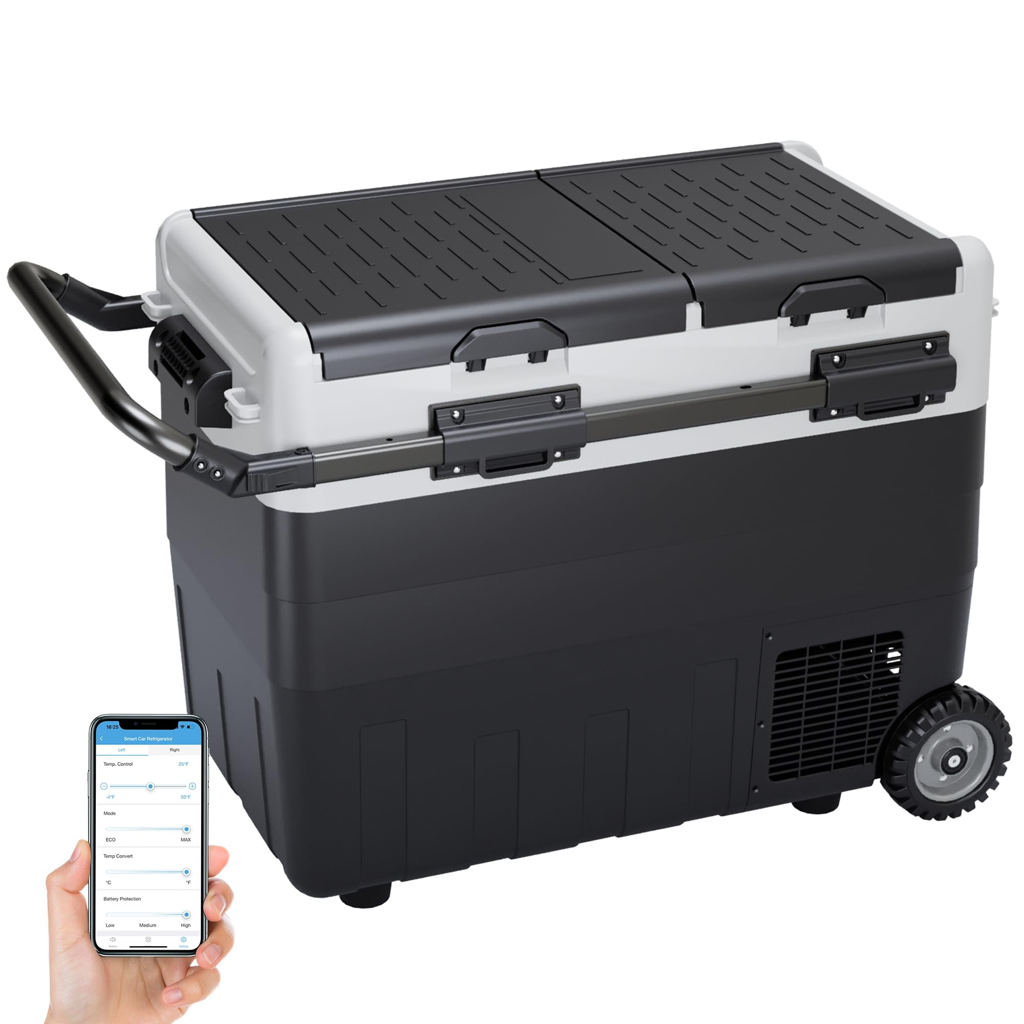 53QT Electric Cooler - Dual Zone Fridge with WiFi APP & Rapid Cooling ...