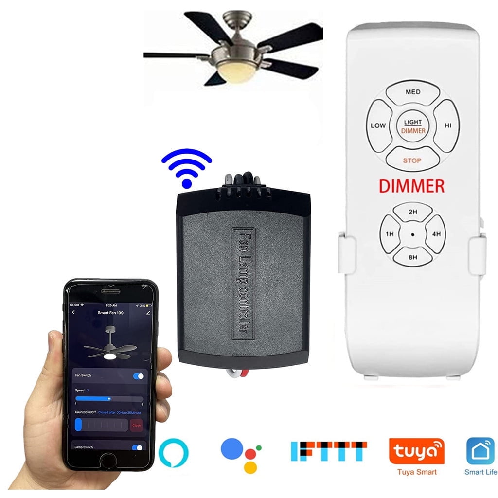 Nexete Smart Wi-Fi Ceiling Fan Remote Control Kit, 3 Fan Speed & Light ...