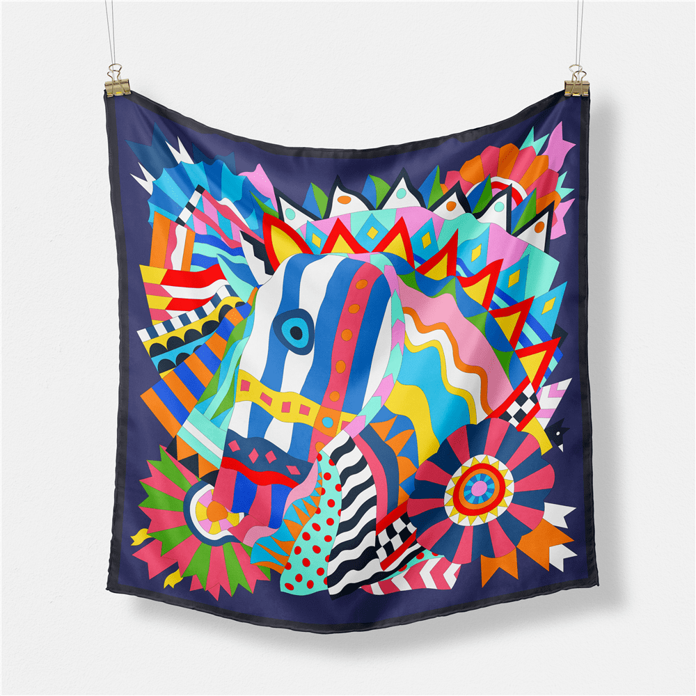 53cm Brand Square Scarf Women 2023 Design Horse Luxury Silk Scarf ...