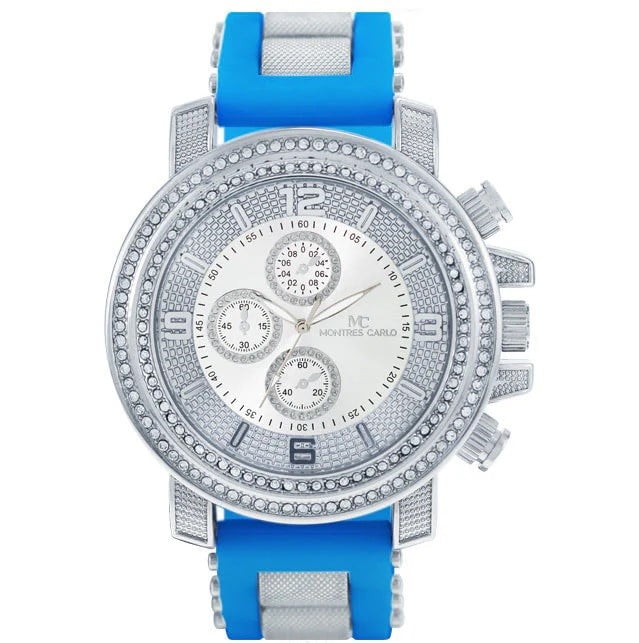 53mm Montres Carlo Men's Modern Sparkling Stones Luxury Wrist Clubbing ...