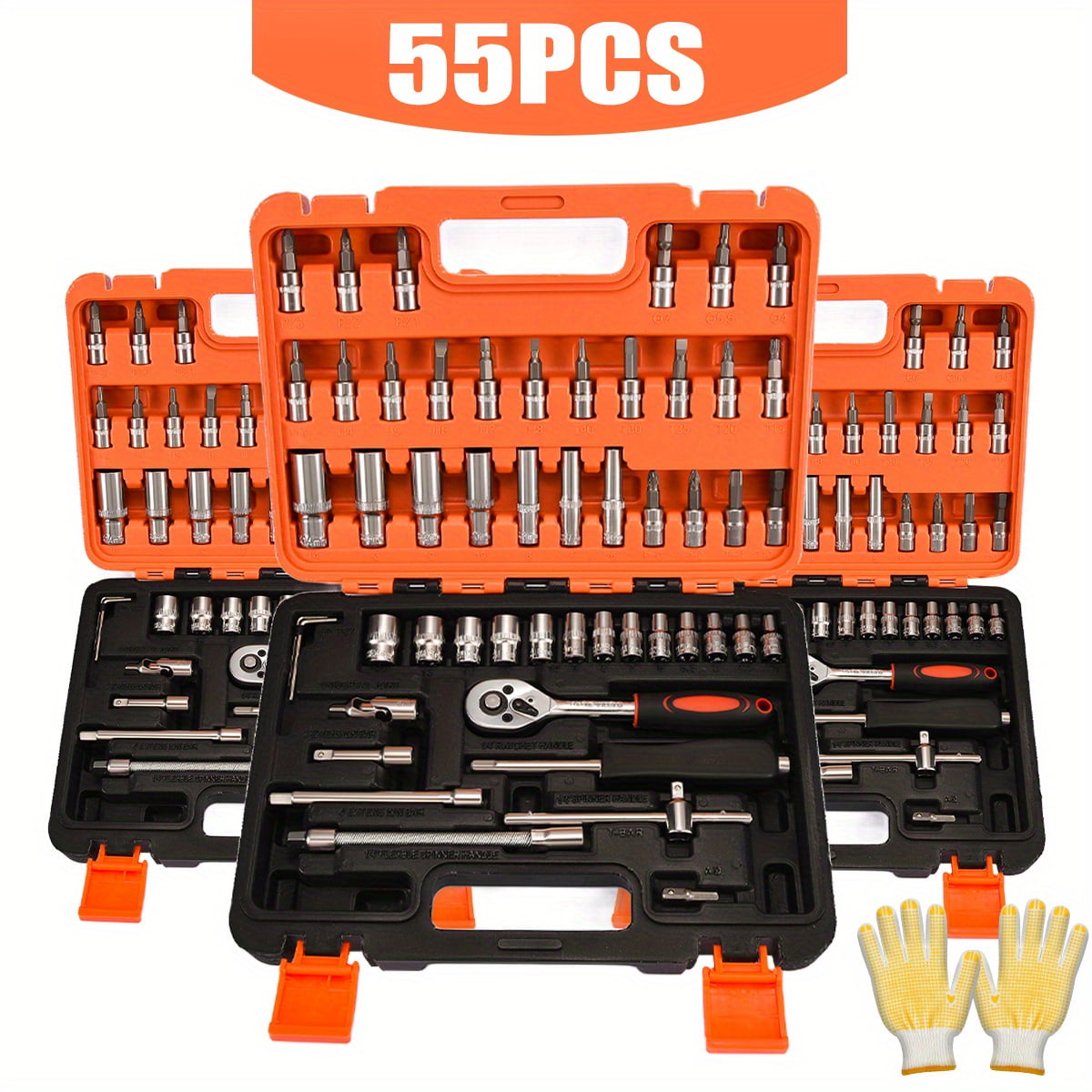53pcs Impact Socket Kit with Ratchet Handle - 3/8-inch Drive, CR-V ...