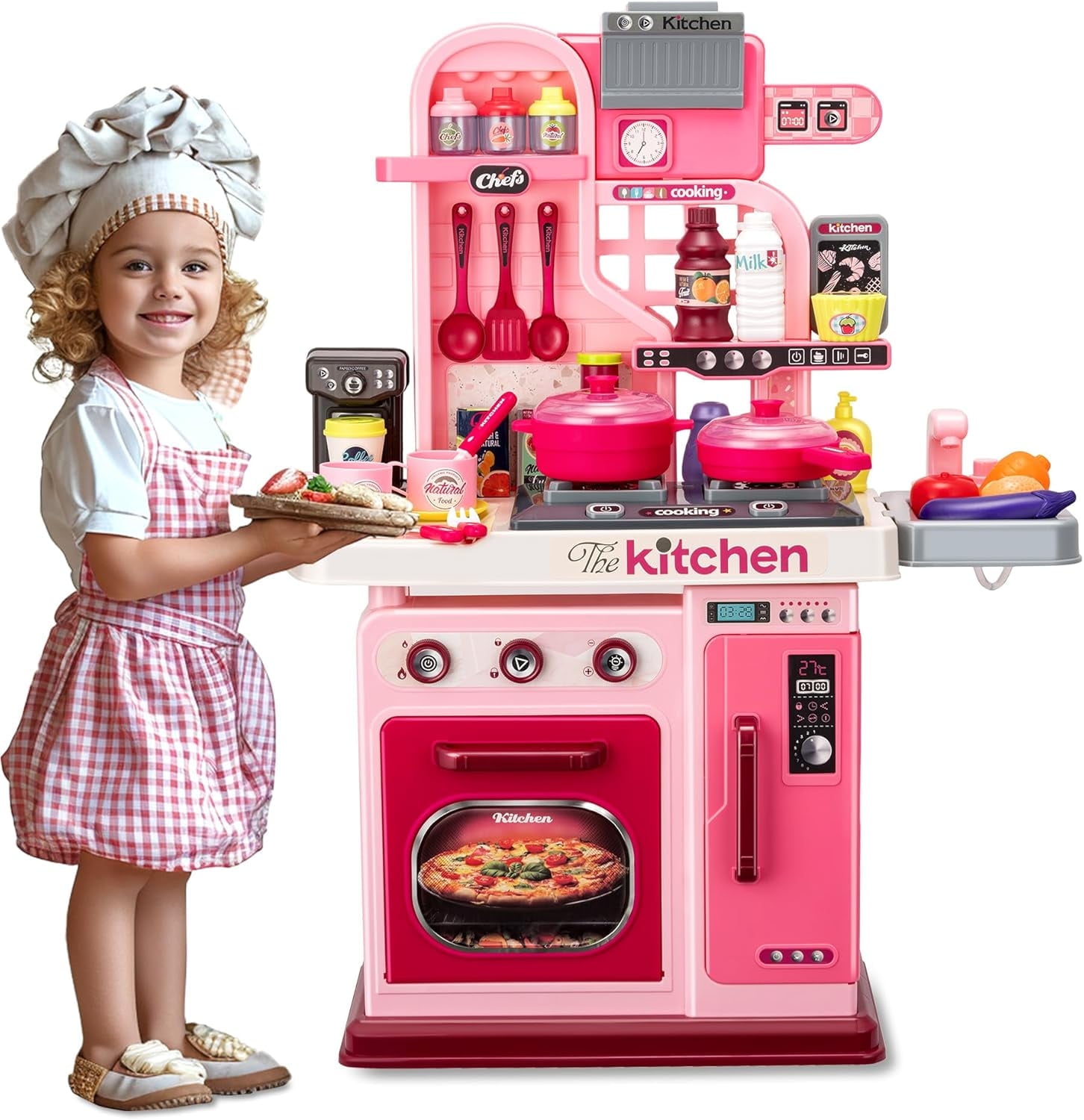 RUVINCE 53pcs Kids Kitchen Playset Chef's Cooking Stove Play Sink Oven ...