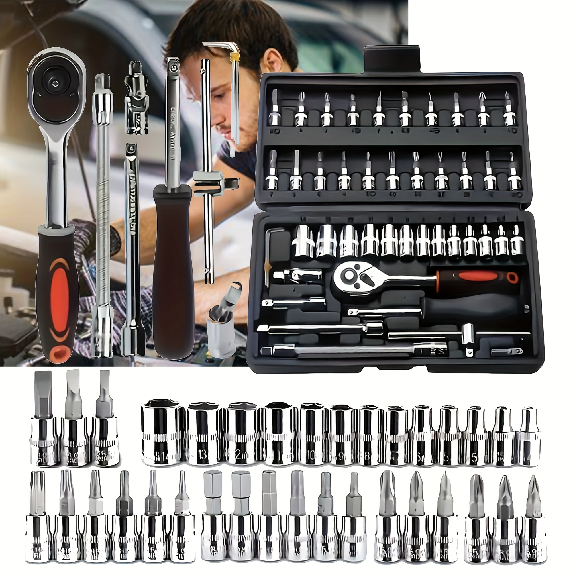 53pcs Professional Automotive Master Tool Kit - Premium Tool Sets For ...