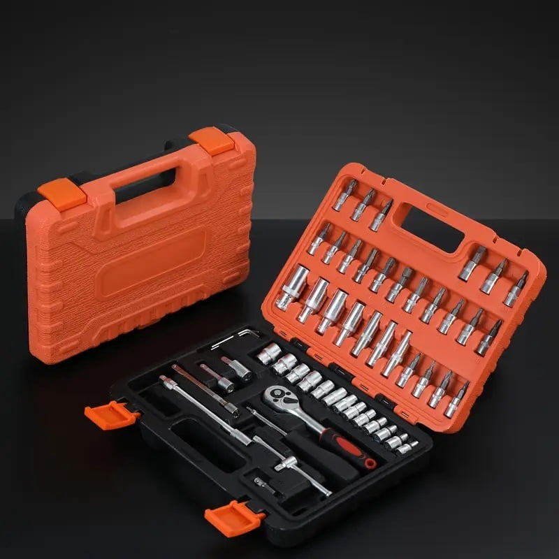 53pcs Ultimate Auto Mechanic Tool Kit - Premium Ratchet Torque Wrench ...