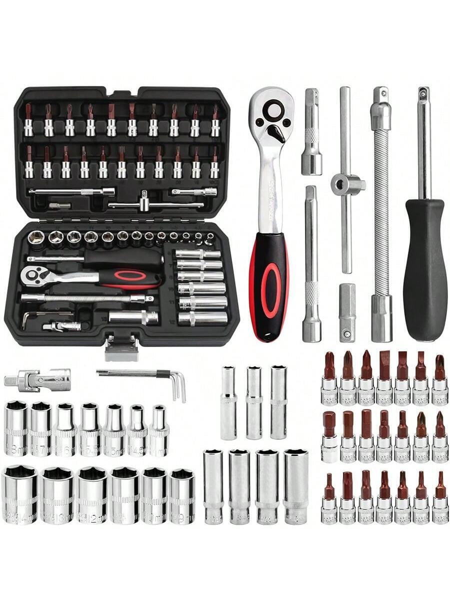 53pcs Upgraded Socket Ratchet Wrench Set,S2 Steel Bit Socket And Metric ...