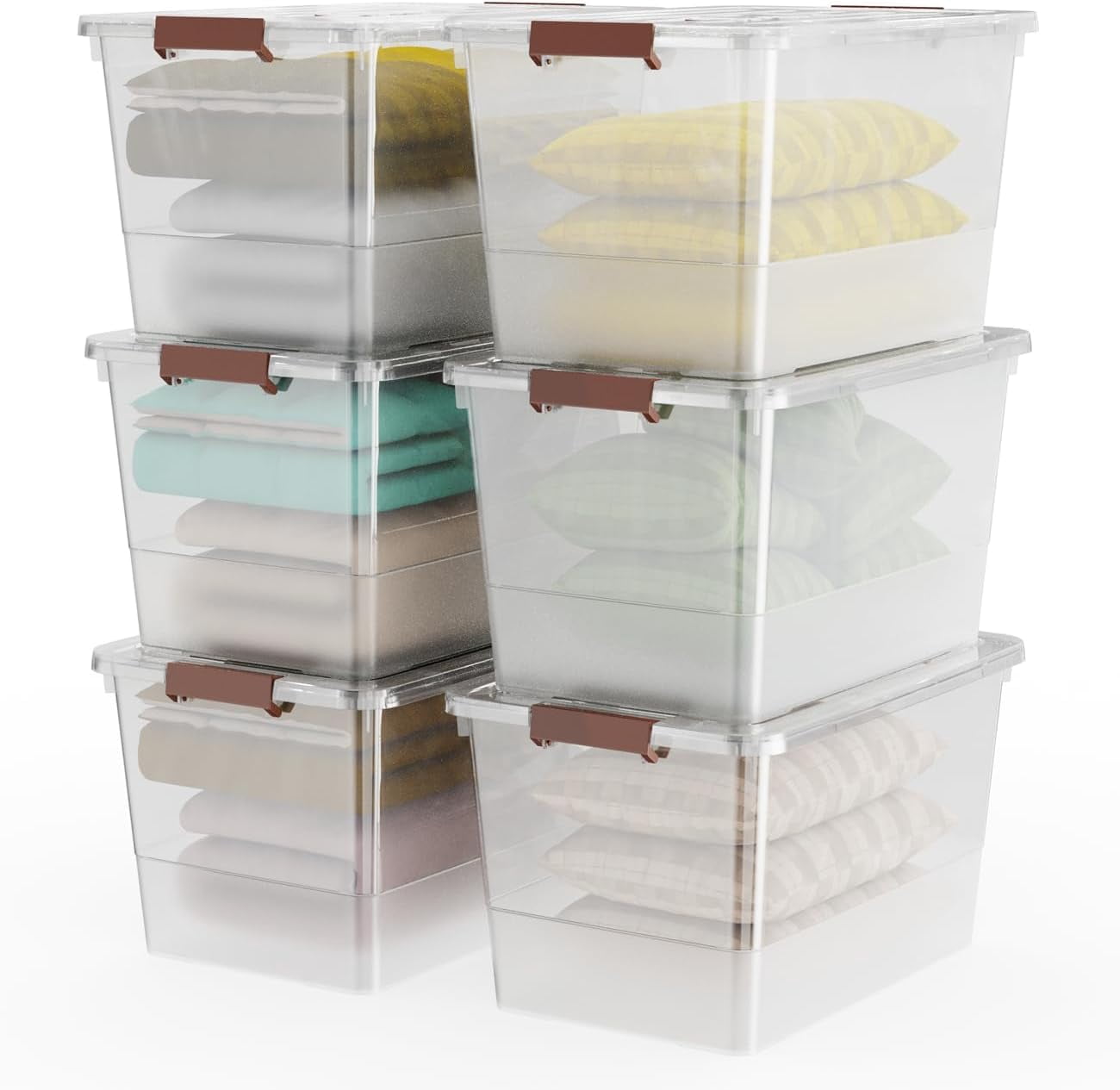 53qt Clear Plastic Storage Bin with Lids and Latch Buckle, Tote ...