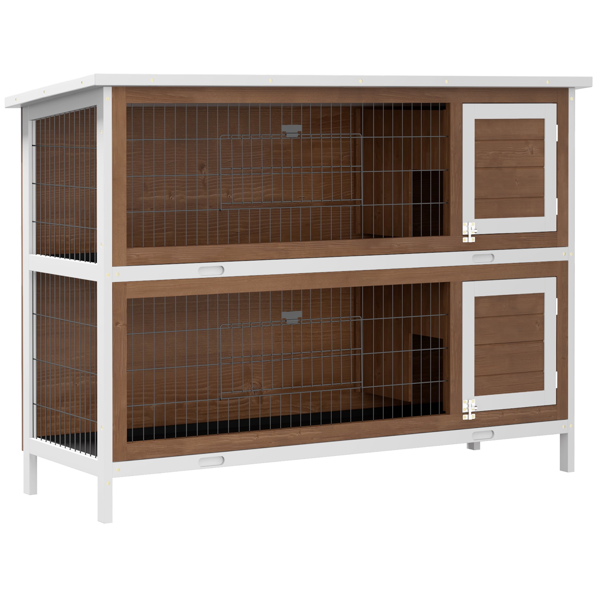 54" 2-Story Large Rabbit Hutch Bunny Cage Wooden Pet House Small Animal ...
