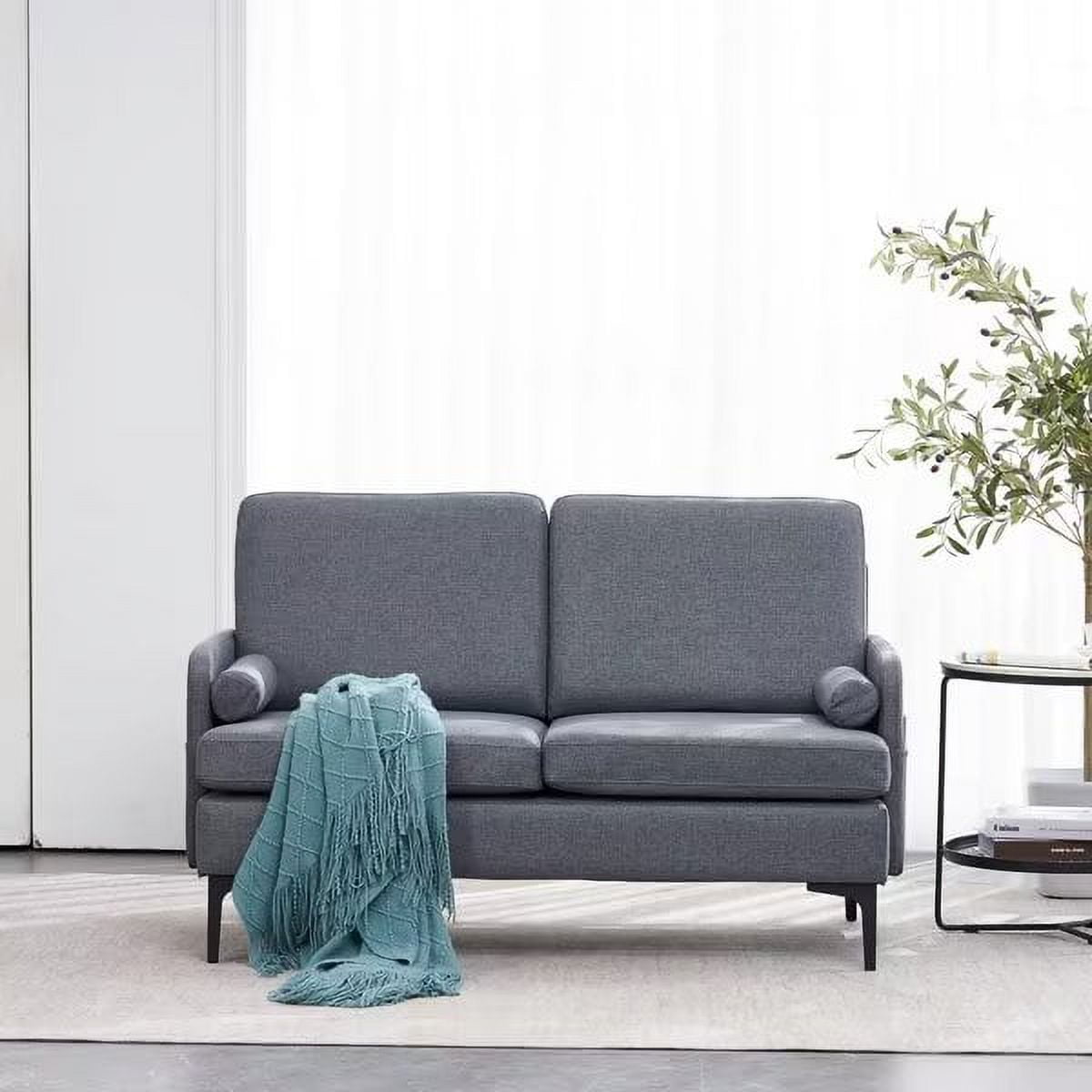 54.33inch Loveseat Sofa, Fabric Upholstered Sofa Couch with 2 Toss ...