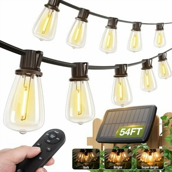 54(48+6) FT Solar String Lights Waterproof,Patio Lights Solar Powered ...