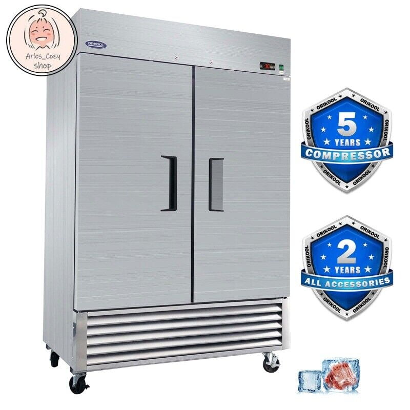 54" 49 Cu.ft Commercial Double Doors Stainless Steel Reach-In ...