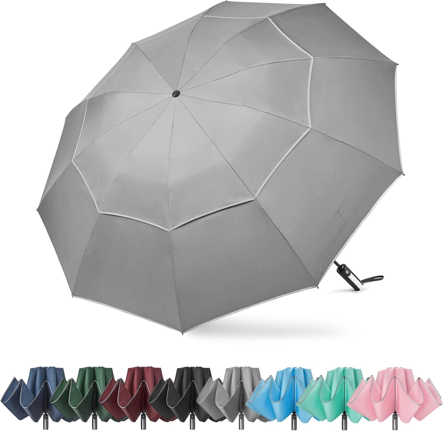 54/62 Inch Windproof Inverted Umbrella with Reflective Stripe Large ...