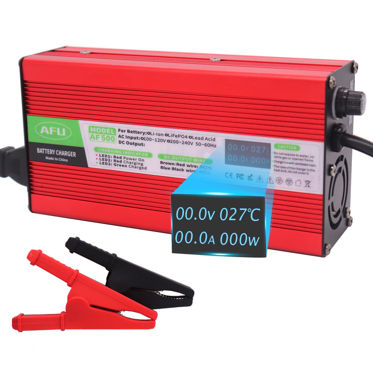 54.6V 8A Lithium Battery Charger with Alligator Clip Connector for 13S ...