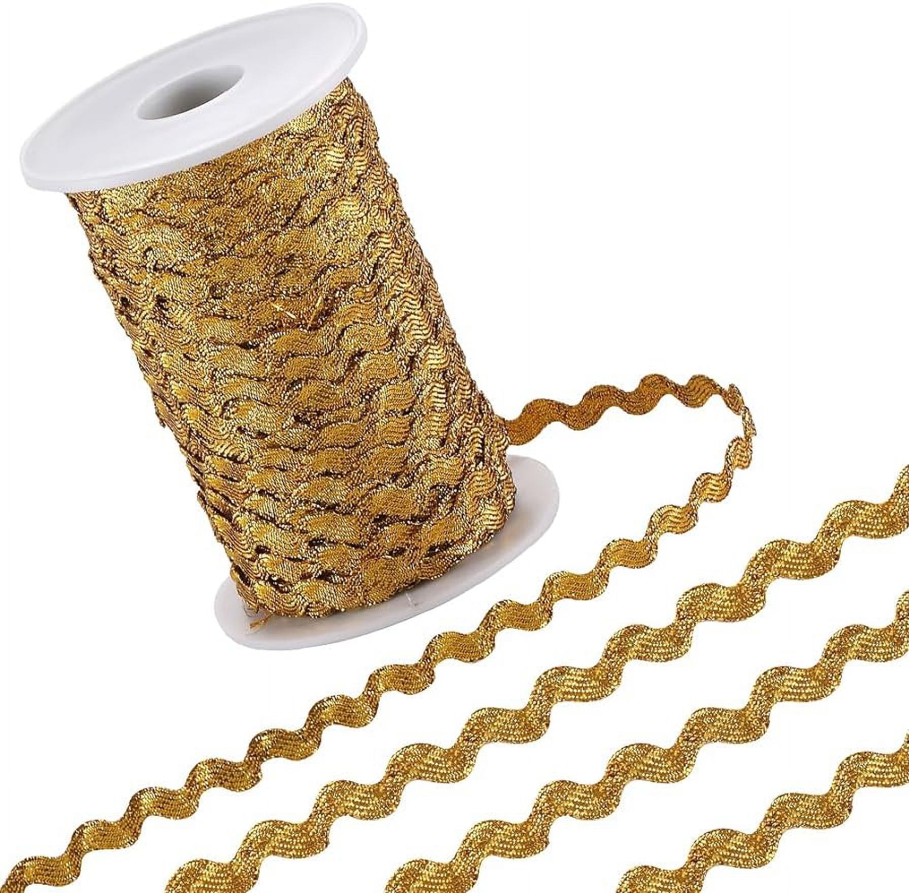 54.6Yds/50m Metallic Rick Rack Trim 0.2"/5mm Gold Wavy Bending Ribbon ...