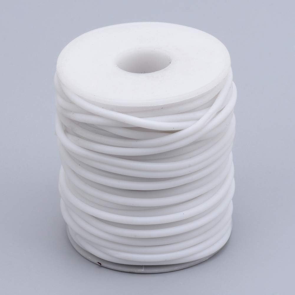 54.7 Yards 2mm Hollow Pipe PVC Tubular Rubber Cord with 1mm Hole White ...