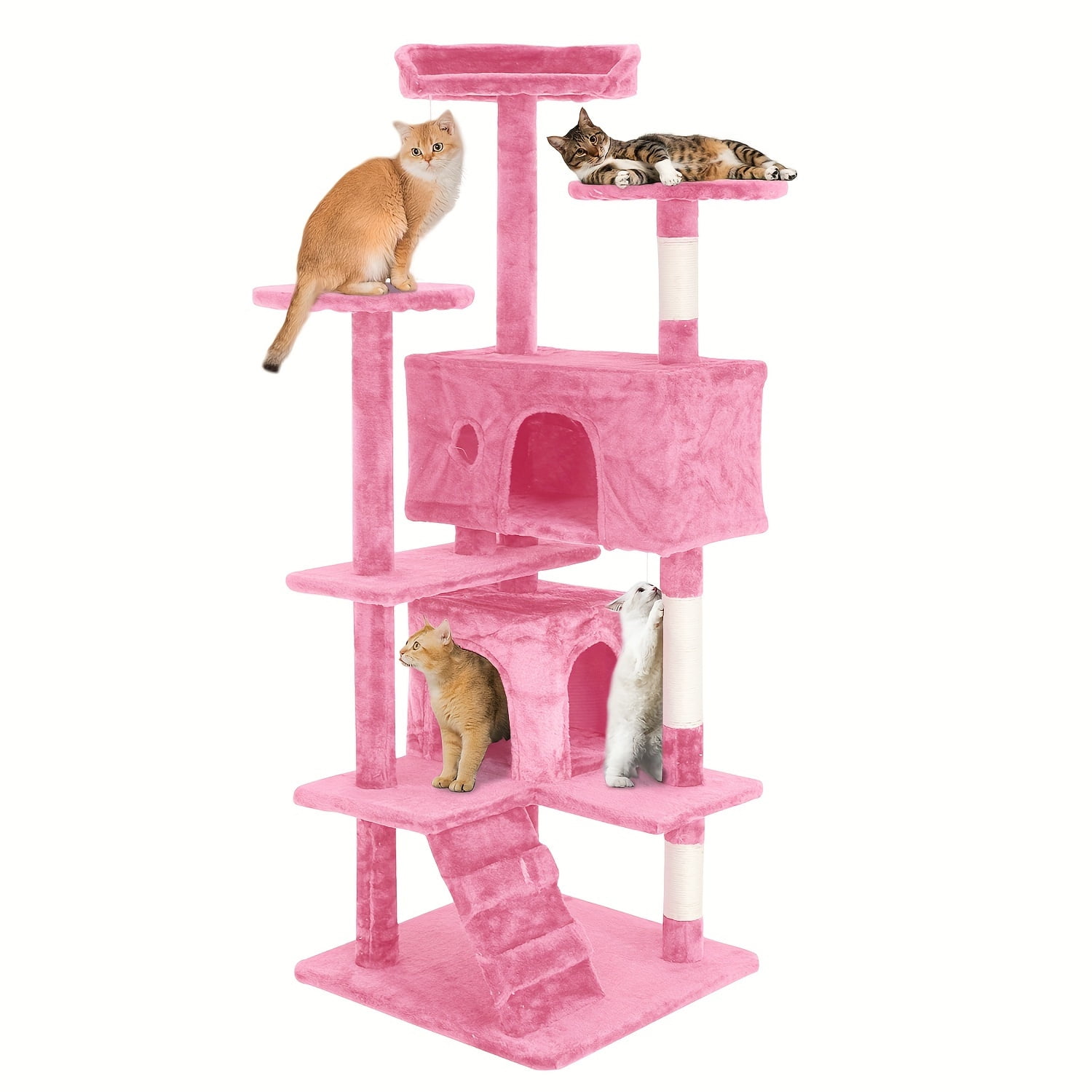 54'' or 70'' Multi-Level Cat Tree Tower with Scratching Post, Cat House ...