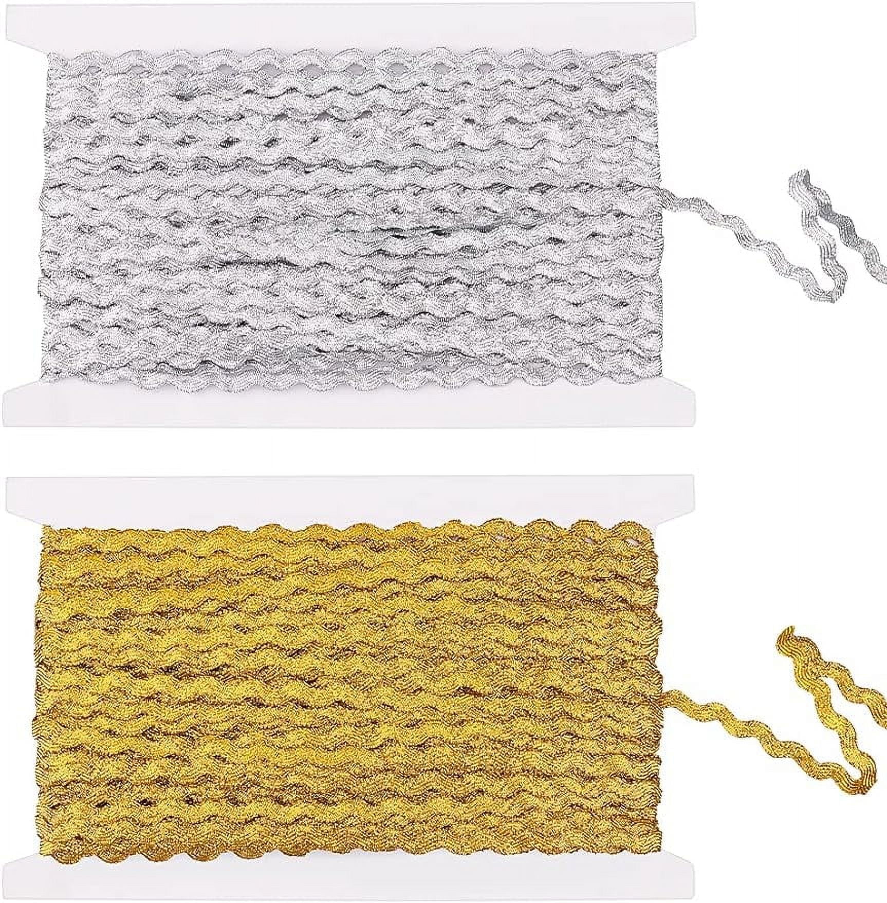 54.7Yards Woven Braid Trim 1/4 inch Wide Sliver & Gold S Wave Pattern ...