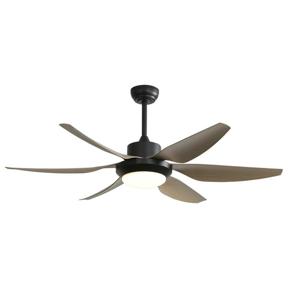 54" Black Ceiling Fan with Light - Remote Control Reversible DC Motor ...