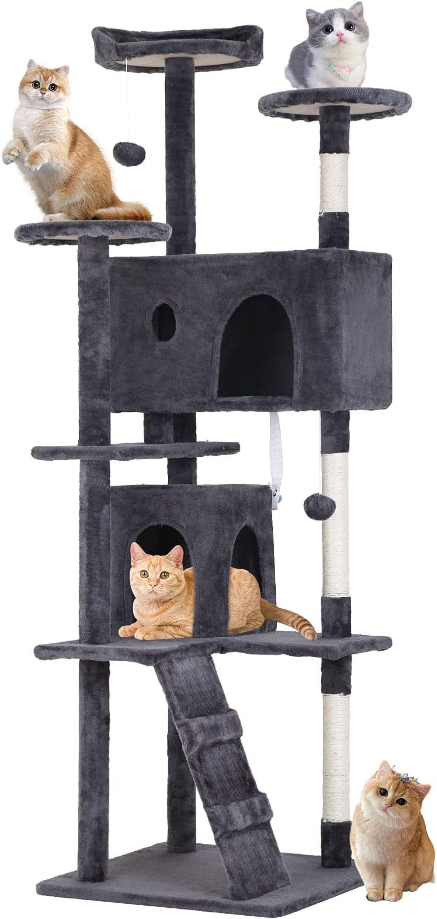 54" Cat Tree Tower | Dark Gray | Sturdy, Easy to Assemble, Multi-Level ...