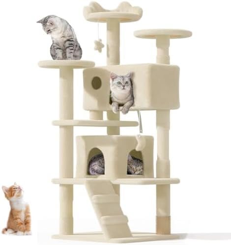 54" Cat Tree Tower for Indoor Cats Large Adult, Cute/Tall Modern Cat ...