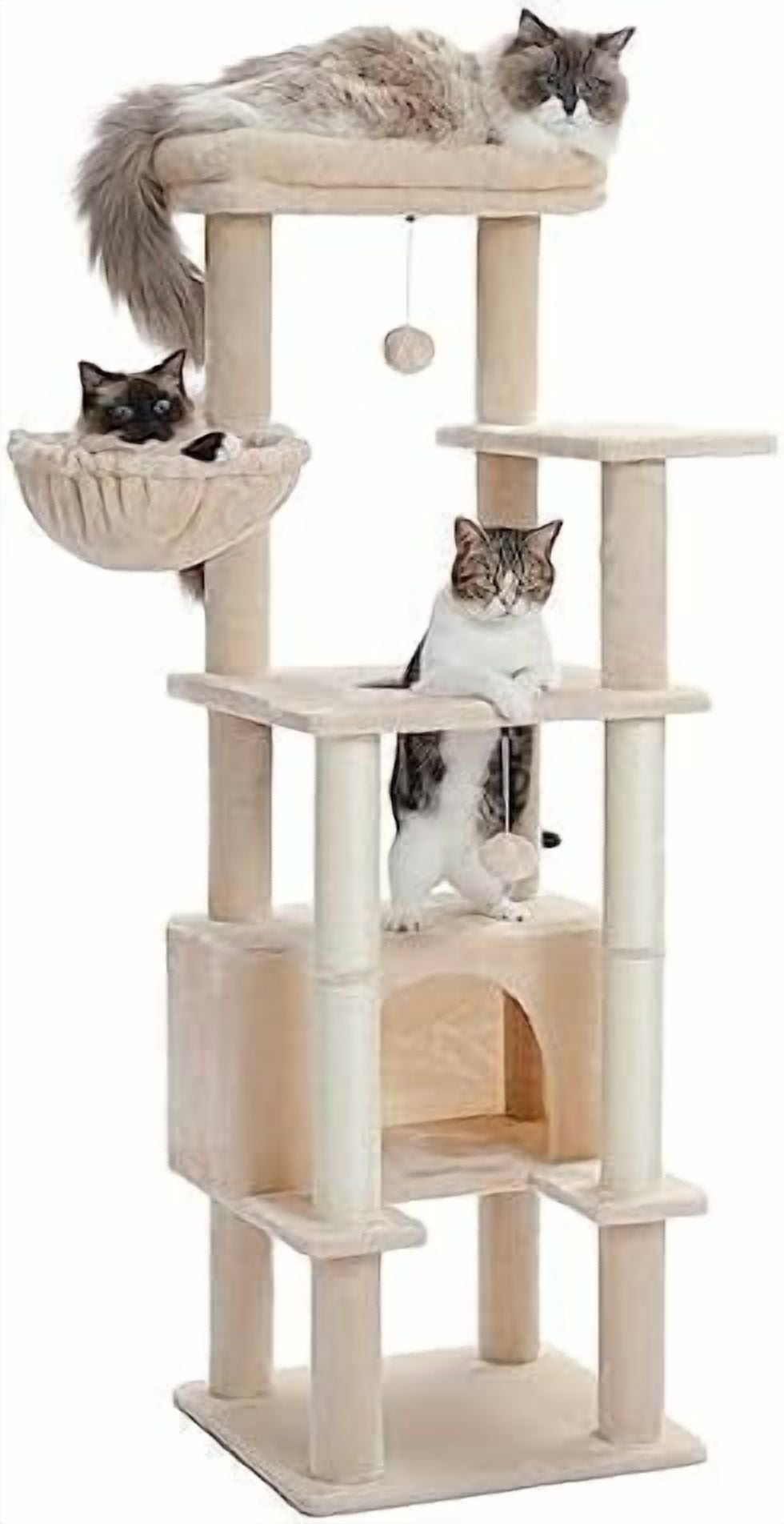 54'' Cat Tree for Large Cats, Tall Cat Tower with Cozy Condo, Cat ...