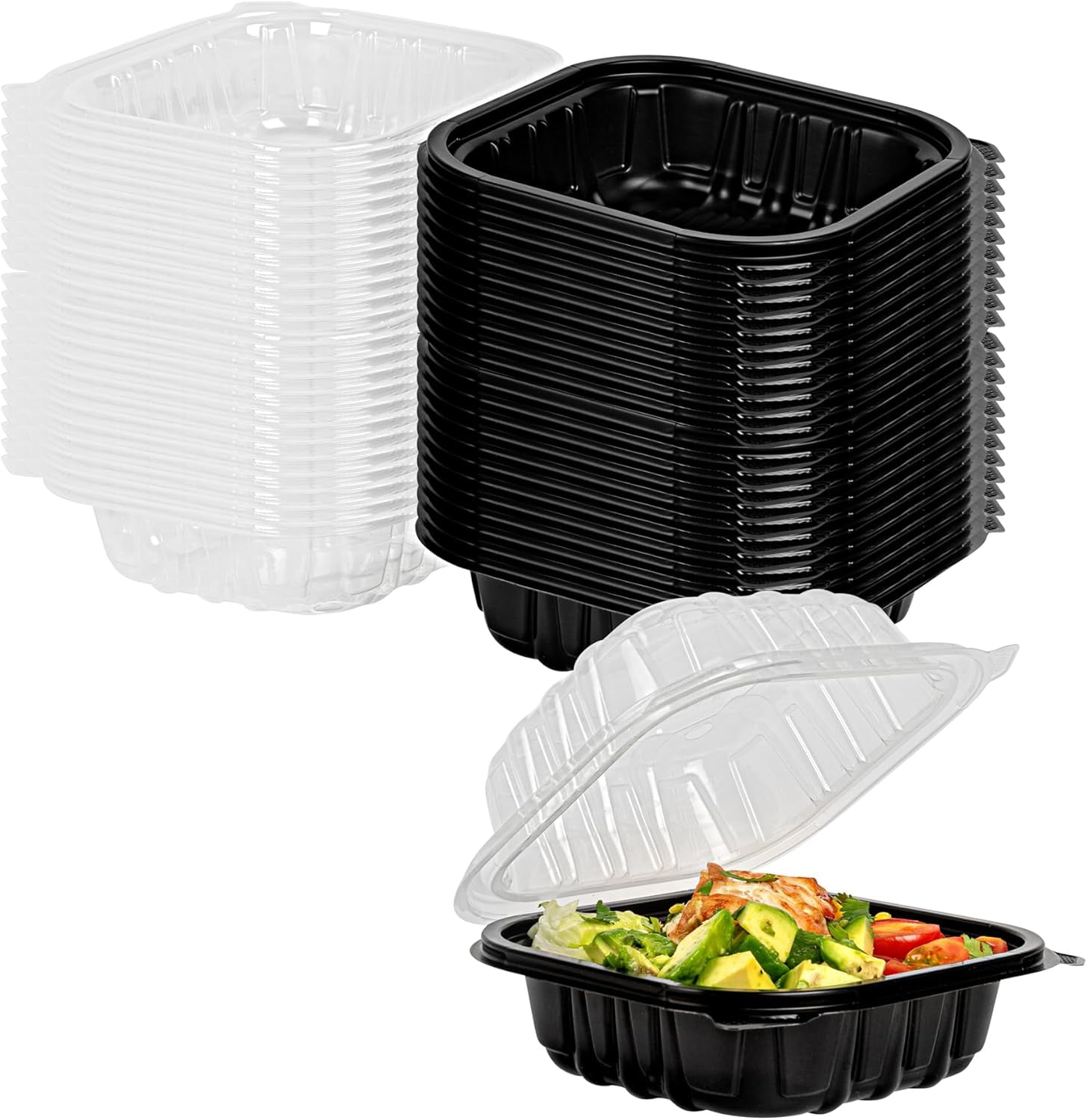 54 Clamshell Containers 100 Disposable Take Out Boxes - 3 Compartments ...