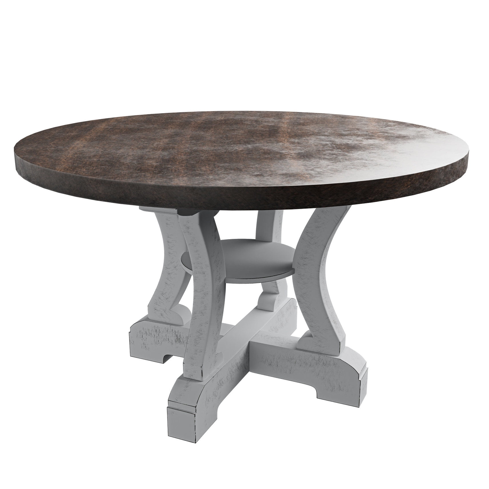 54" DIA White Round Dining Table, Rubber Wood | Two - Tone Design for a ...
