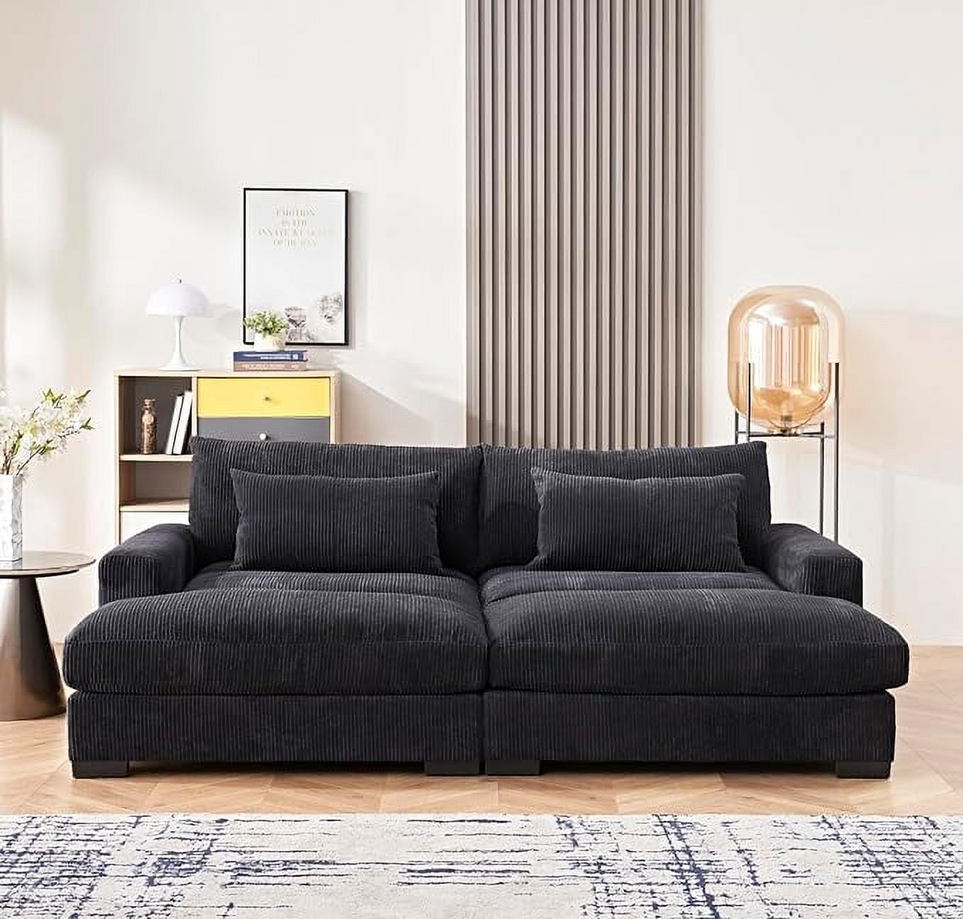 US Pride Furniture 54'' Depth deep seated sofa in Black - Walmart.com