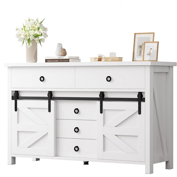 54" Farmhouse Dresser for Bedroom, Lar Modern Chest of Drawers, Wood ...