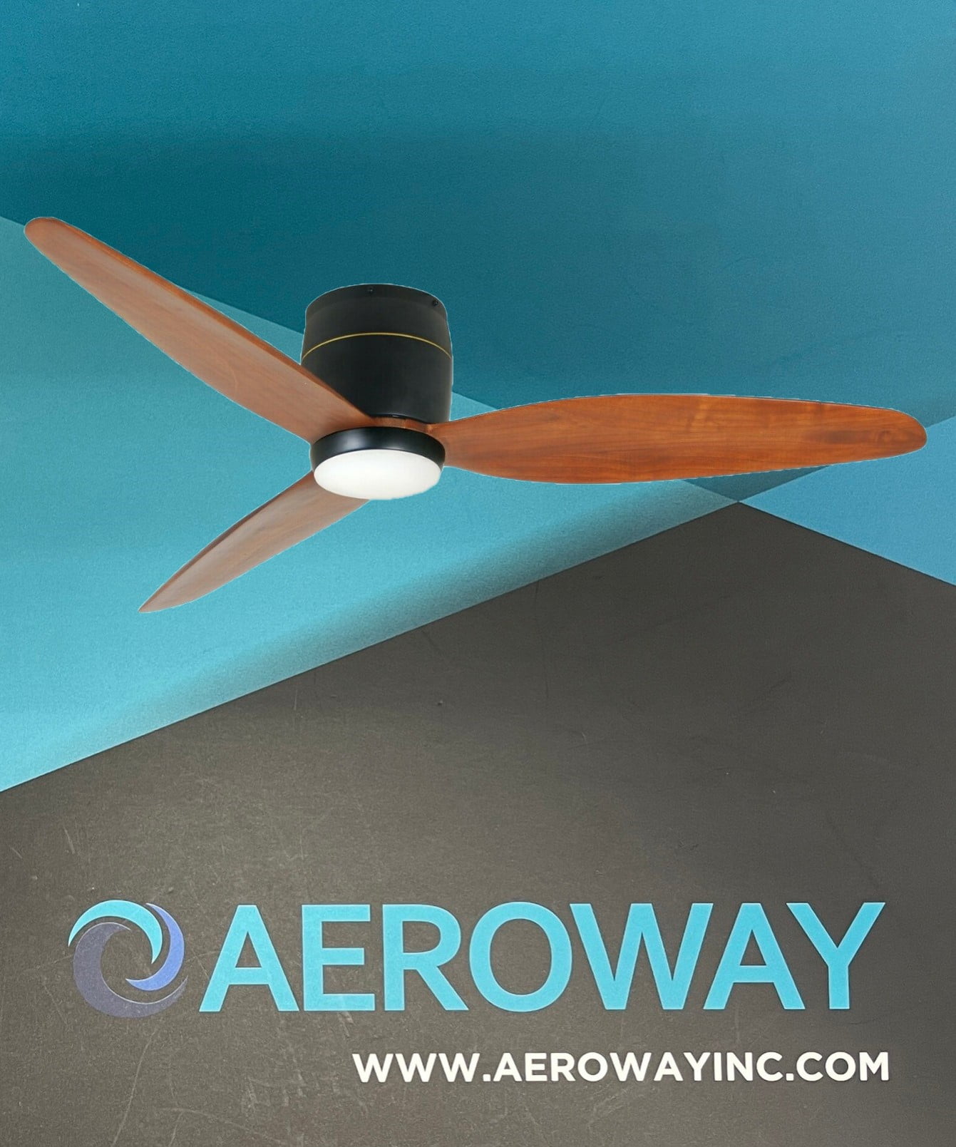 54'' Flush Mount Ceiling Fan W/ Light and Remote Control, 3 Blades W ...