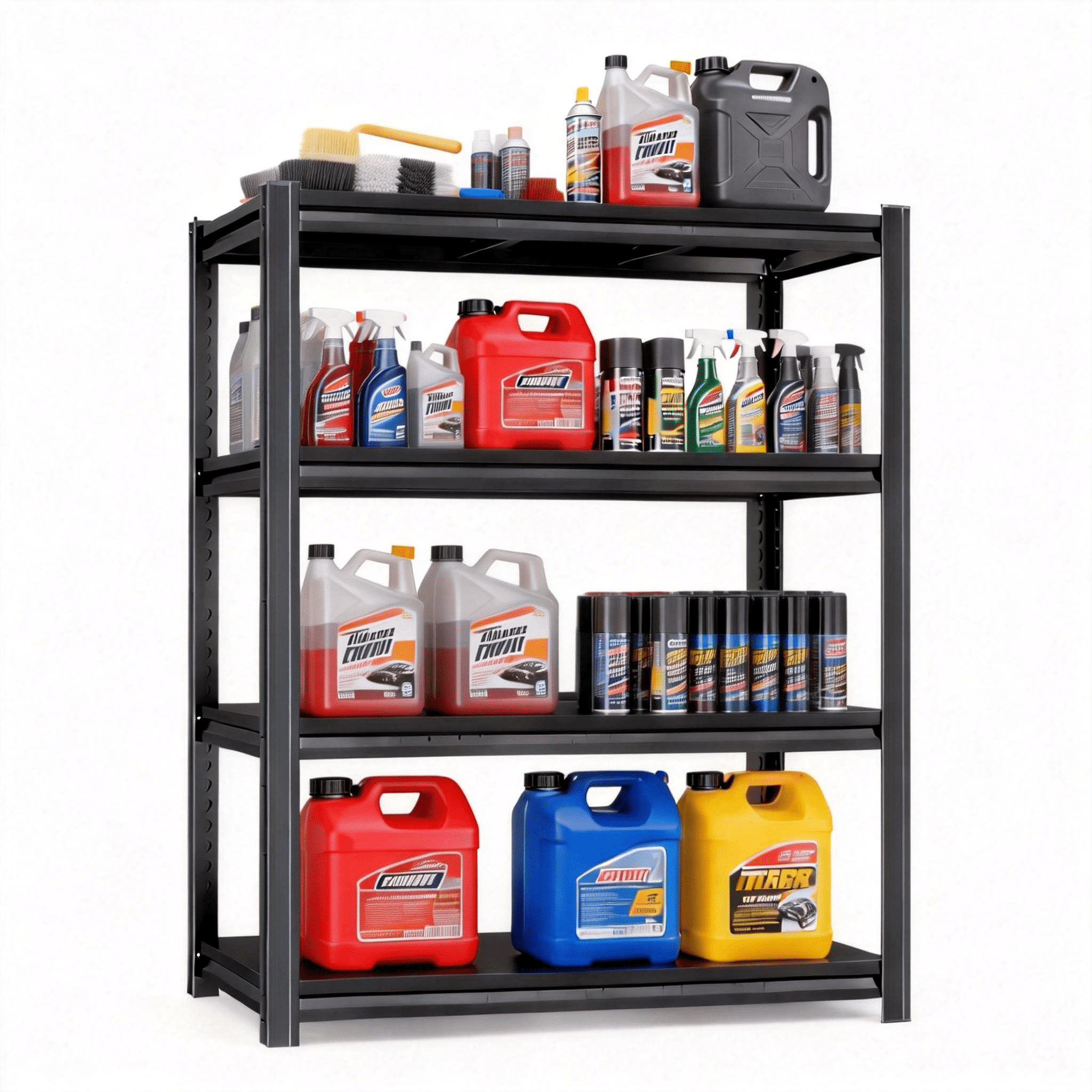 54" H x 40"W Metal Garage Shelving Unit, 4-Tier Heavy Duty Garage ...