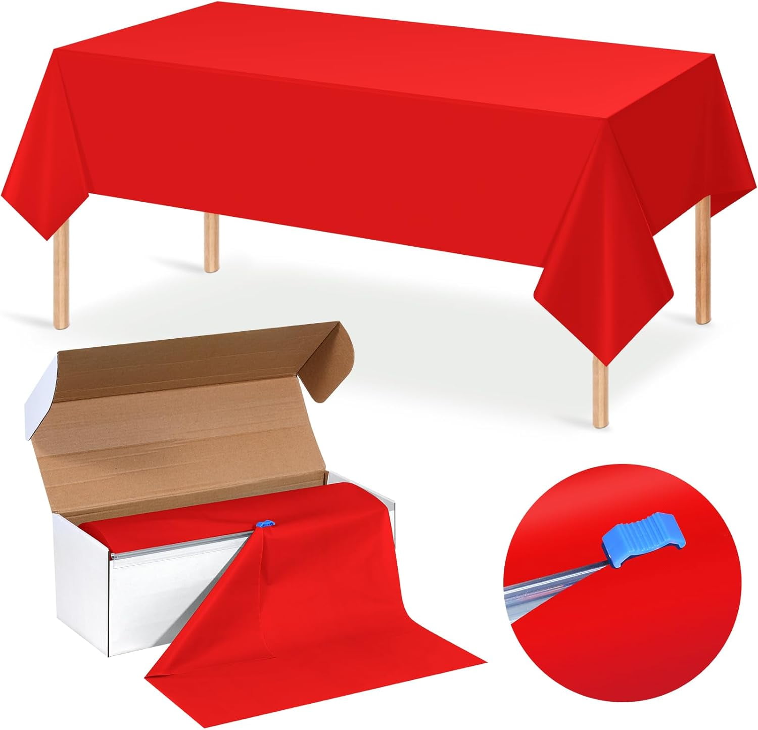 54 Inch×300 Feet Red Tablecloth Roll Disposable Rectangle Red Table ...