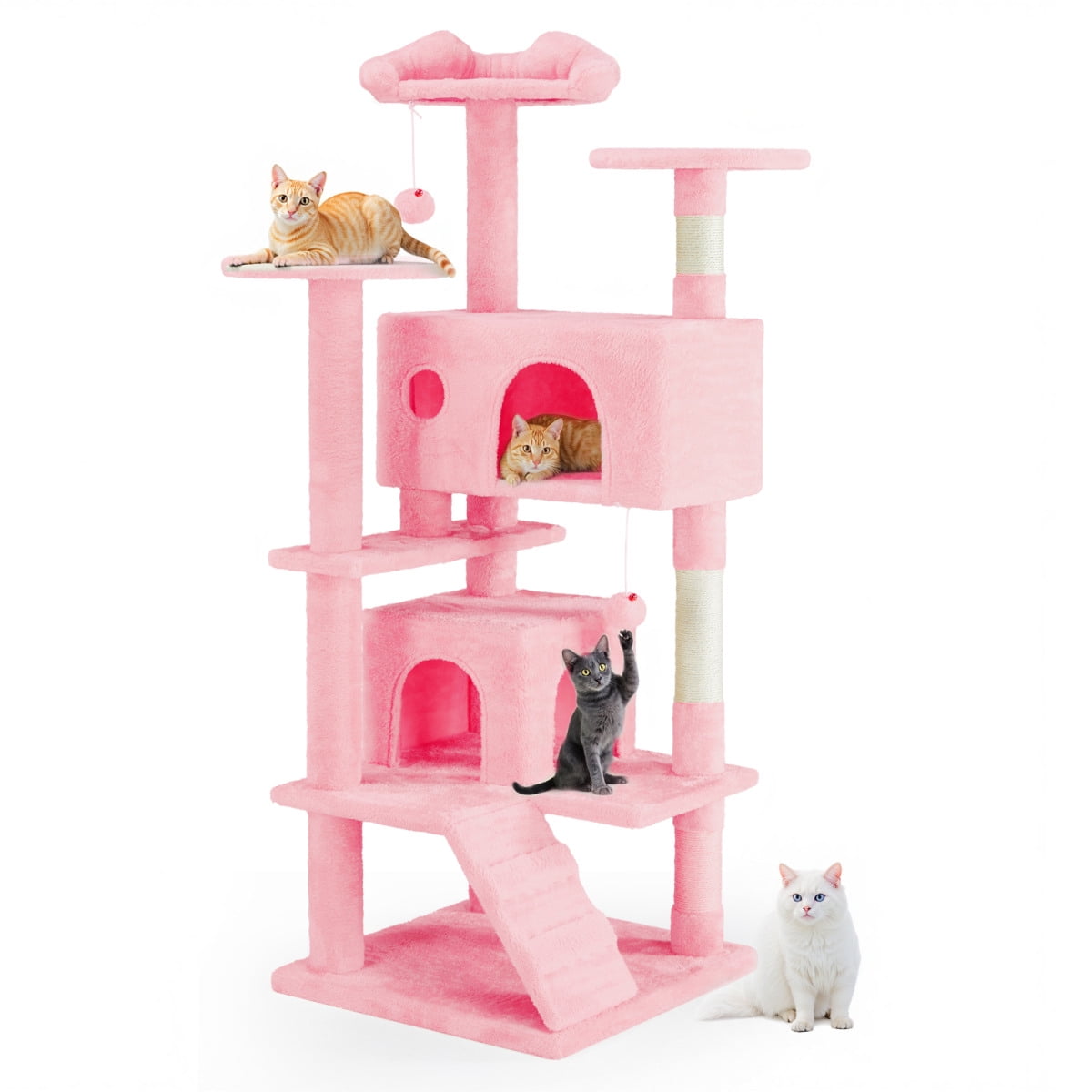 54 Inch Cat Tree, Indoor Cat Tower Condo, Multi-Level Furniture ...