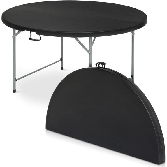 54 Inch Round Folding Table with Carry Handle, Portable Heavy Duty ...