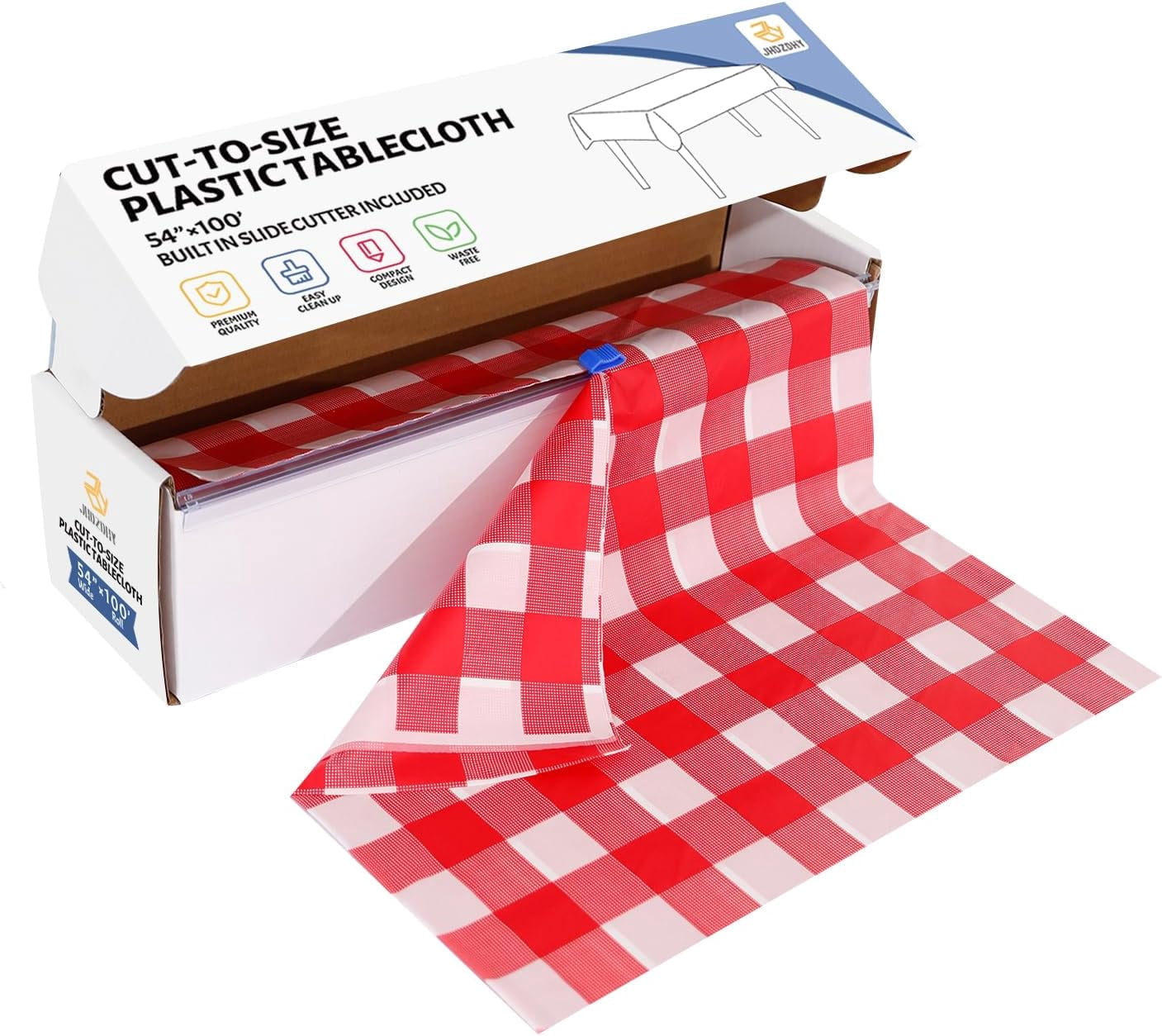 54 Inch X 100 Feet Plastic Table Cover Roll Disposable Tablecloth with ...
