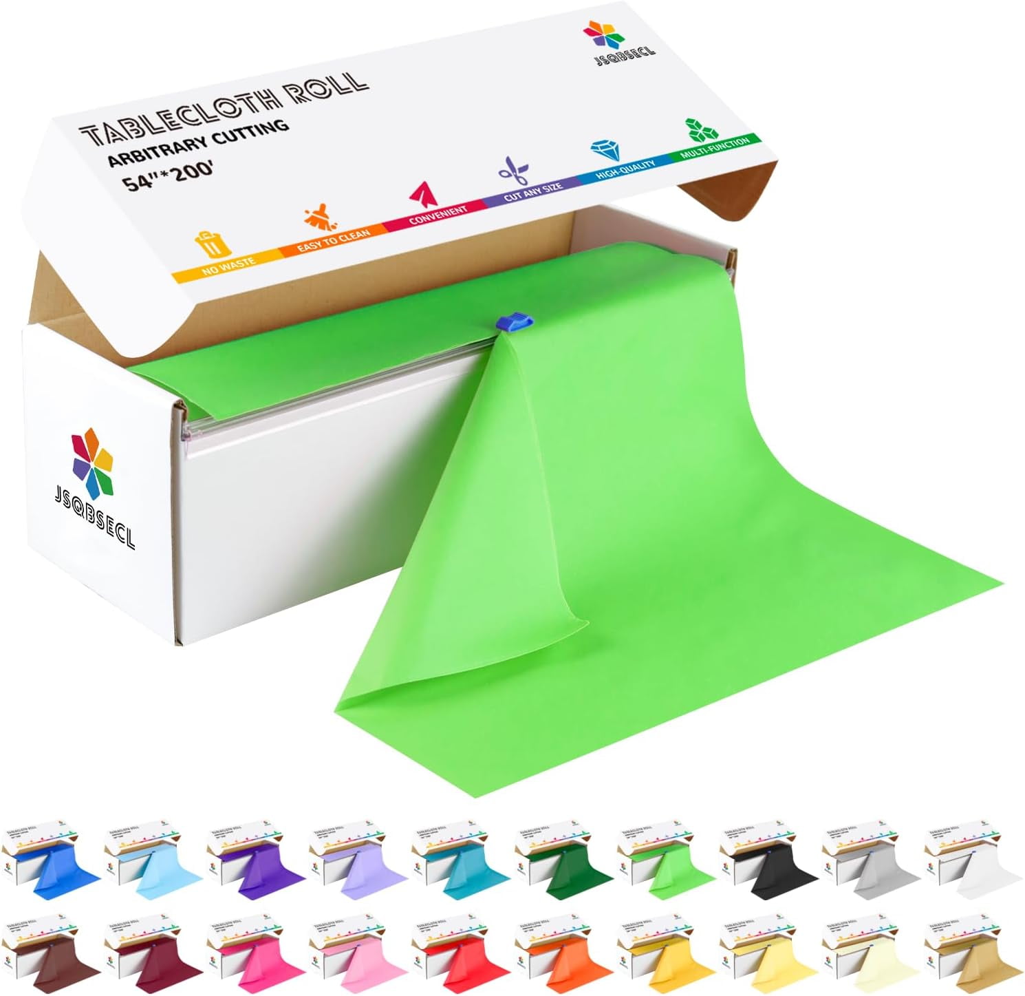 54 Inch X 200 Feet Plastic Table Cover Roll with Convenient Slide ...