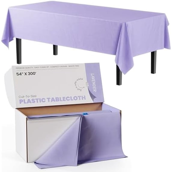 54 Inch X 300 Feet Lavender Plastic Table Cover Roll in A Cut - to ...