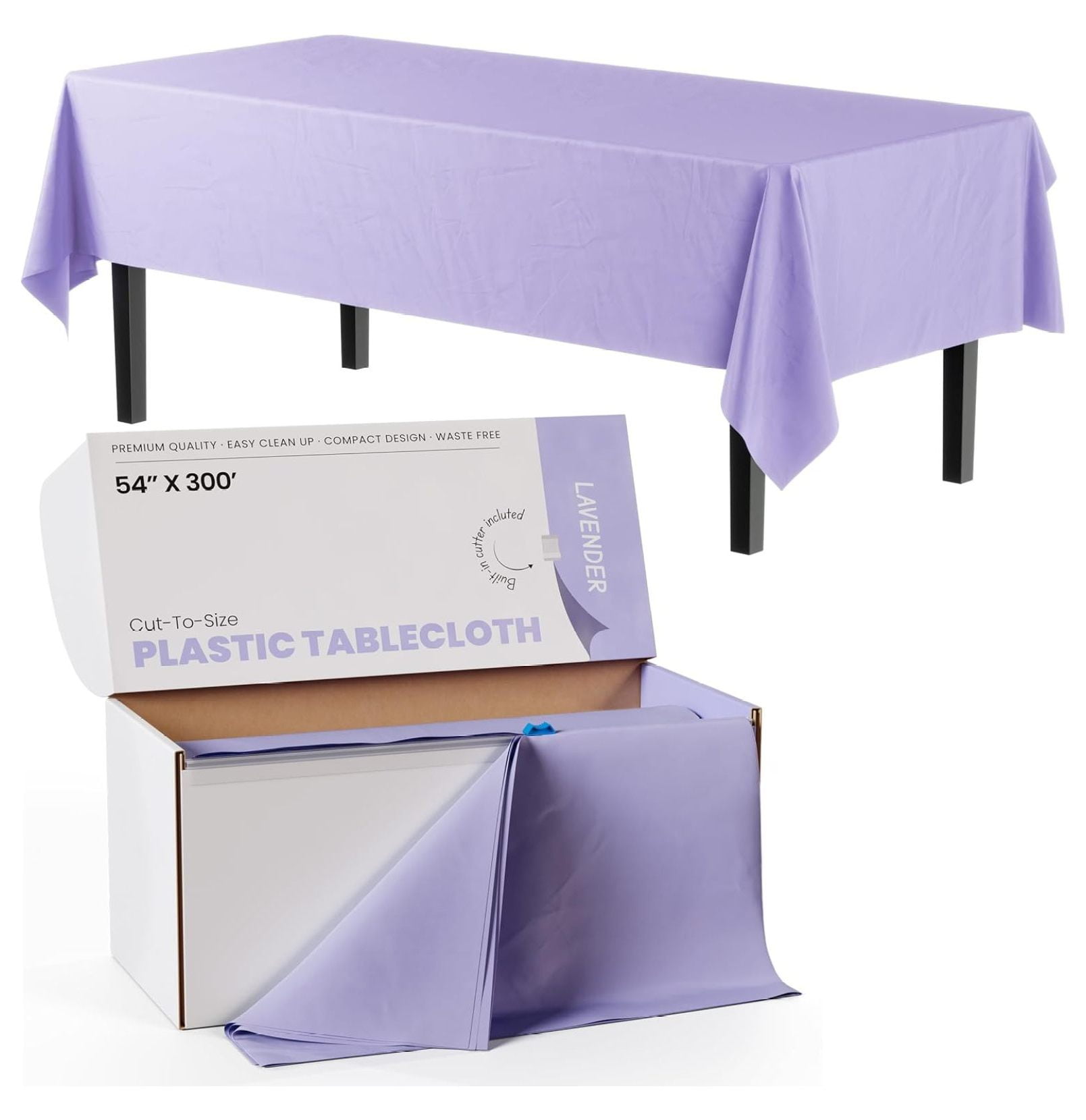 54 Inch X 300 Feet Lavender Plastic Table Cover Roll in A Cut - to ...