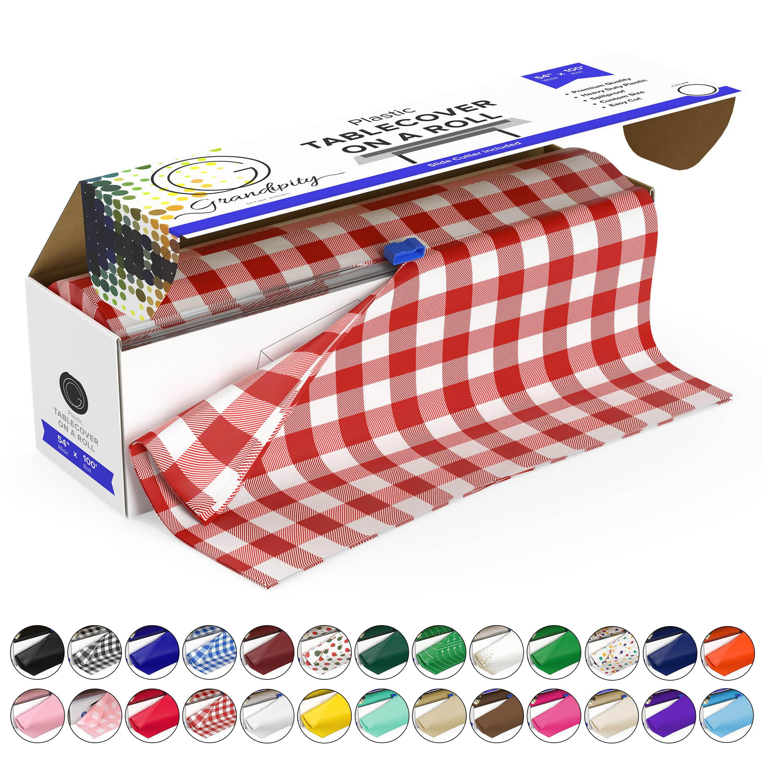 54 Inch x 100 Ft Disposable Plastic Tablecloth Roll Red Gingham ...
