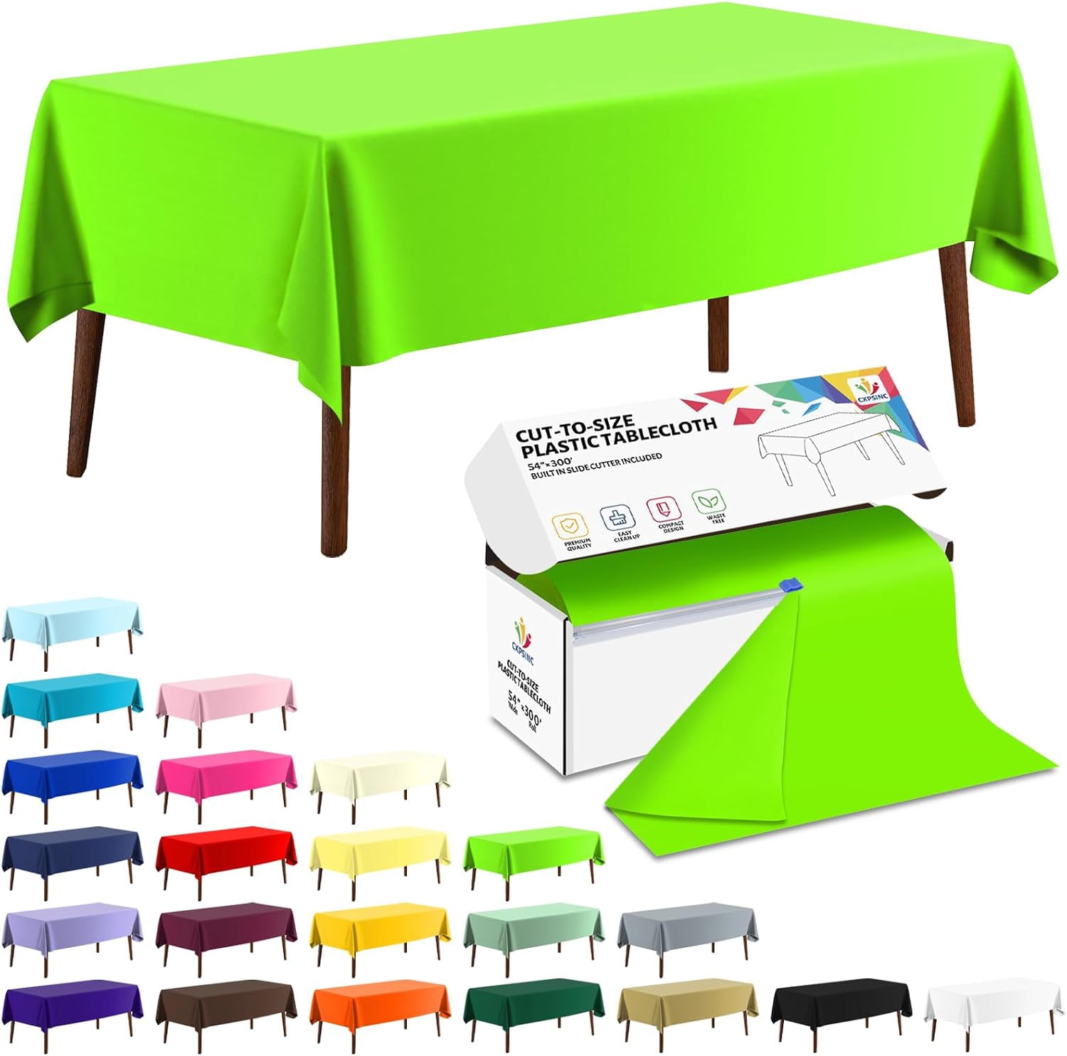 54 Inch x 300 Feet Disposable Plastic Table Cover Roll with Slide ...